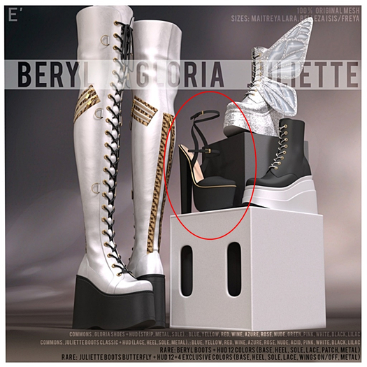 Second Life Marketplace - [Enchante'] - Gloria Shoes - Maitreya - Azure